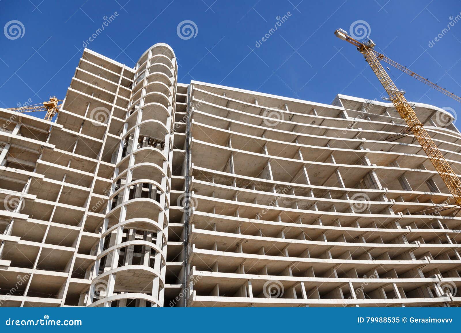 Modern Construction of Concrete Building Stock Image - Image of ...