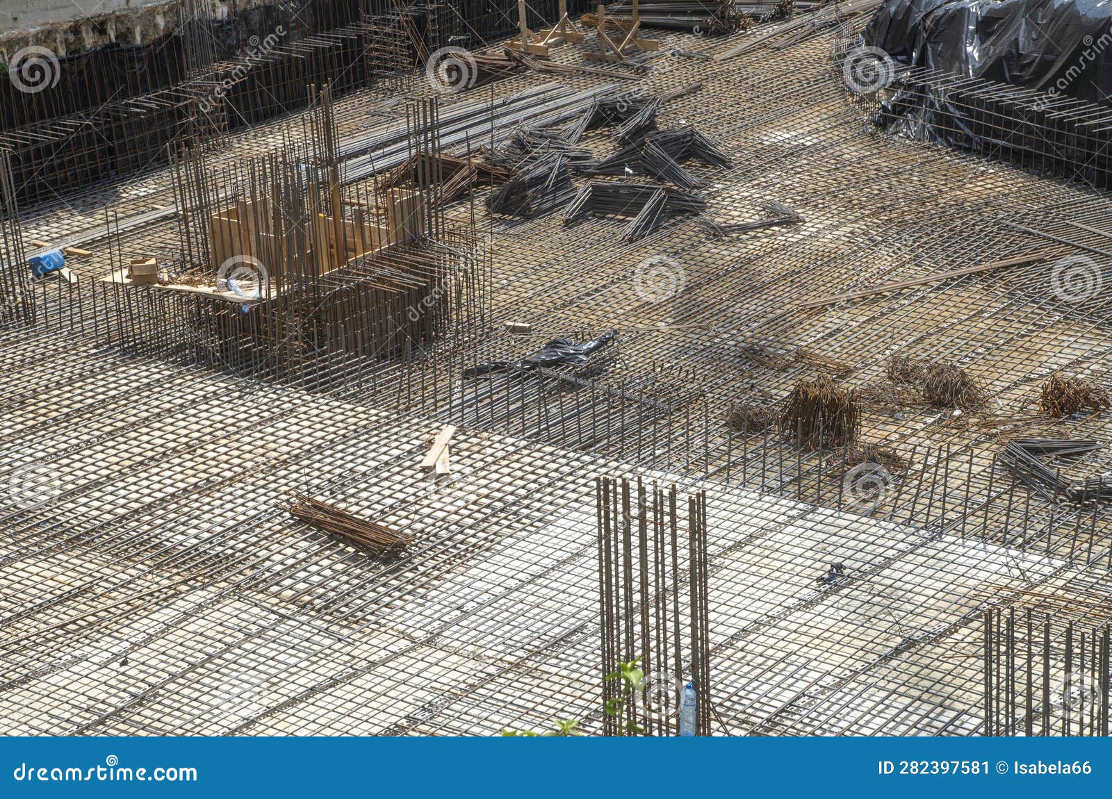 Modern Construction Site with Rebar Stock Image - Image of framework ...