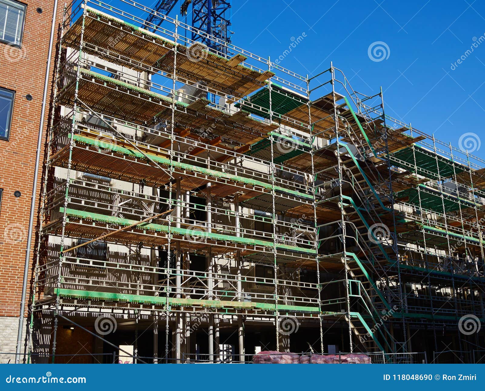 Modern Construction Site with Scaffold Platform Sytem Stock Photo ...