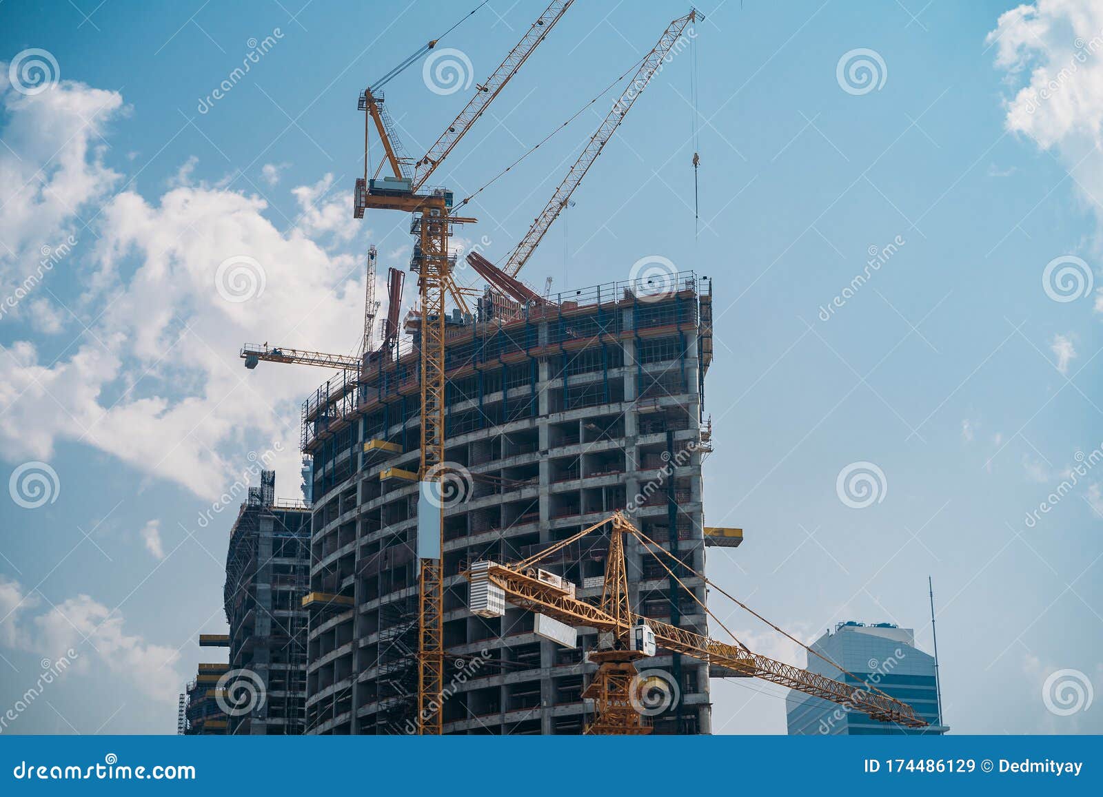 Modern Construction Site of Skyscraper High Rise Building in Dubai ...