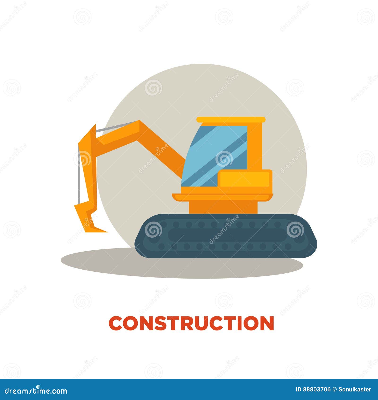 Modern Construction Technologies Promotion Banner. Big Orange Excavator ...