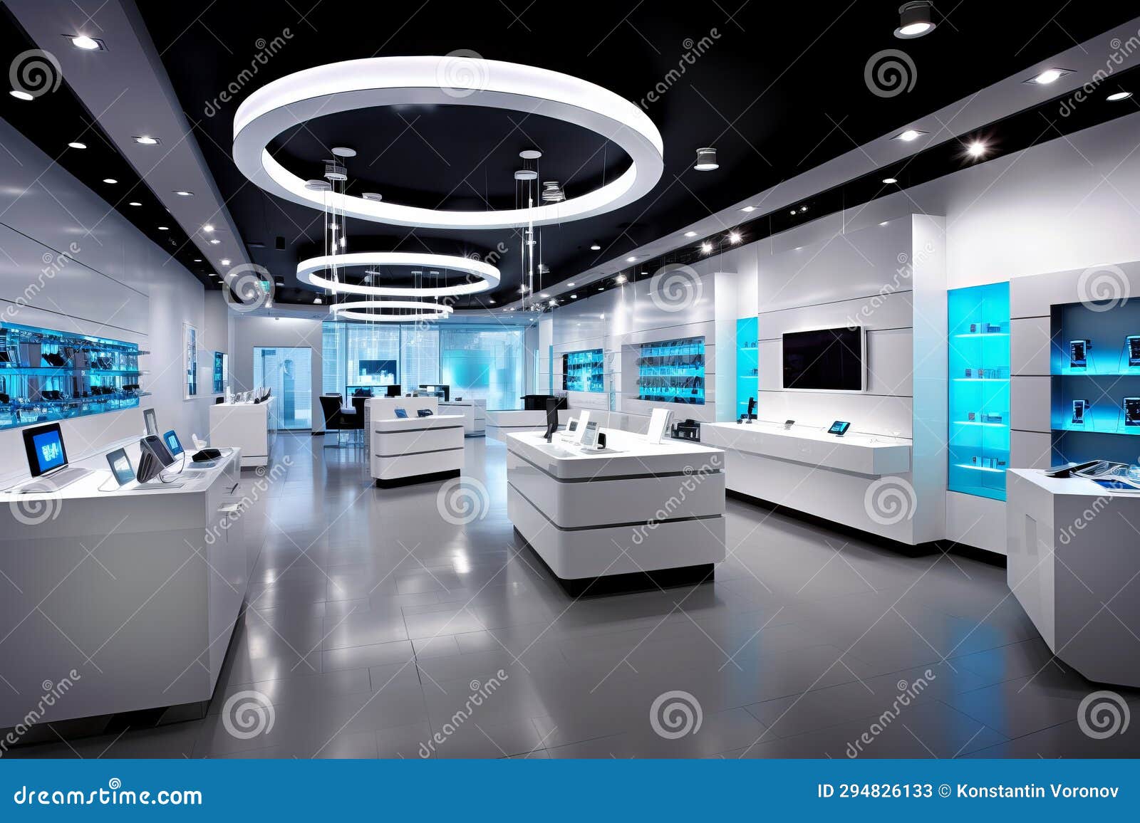 Modern Consumer Electronics Store Interior Stock Image - Image of ...