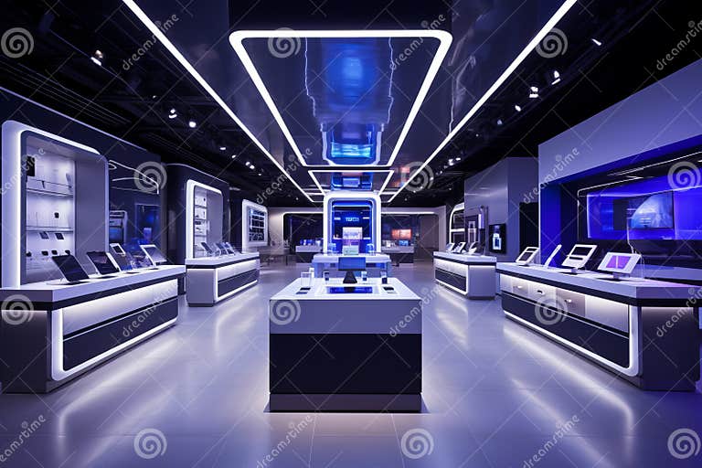 Modern Consumer Electronics Store Interior Stock Image - Image of ...