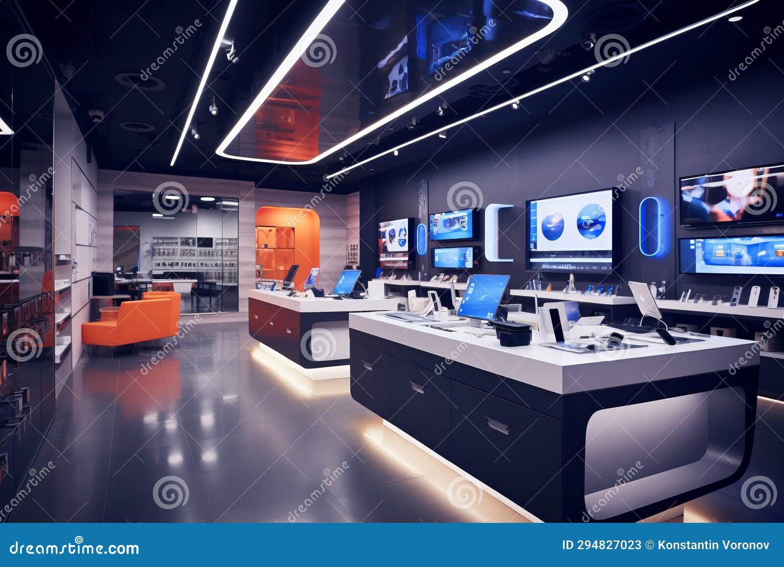 Modern Consumer Electronics Store Interior Stock Image - Image of ...