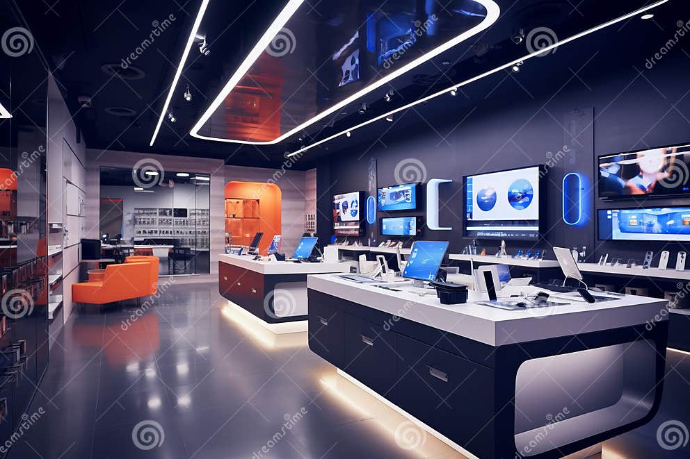 Modern Consumer Electronics Store Interior Stock Image - Image of ...