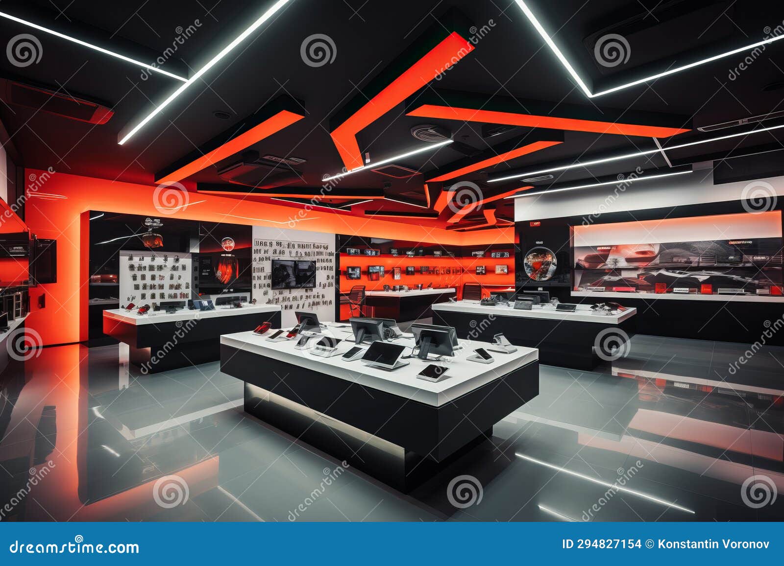 Modern Consumer Electronics Store Interior Stock Photo - Image of aisle ...