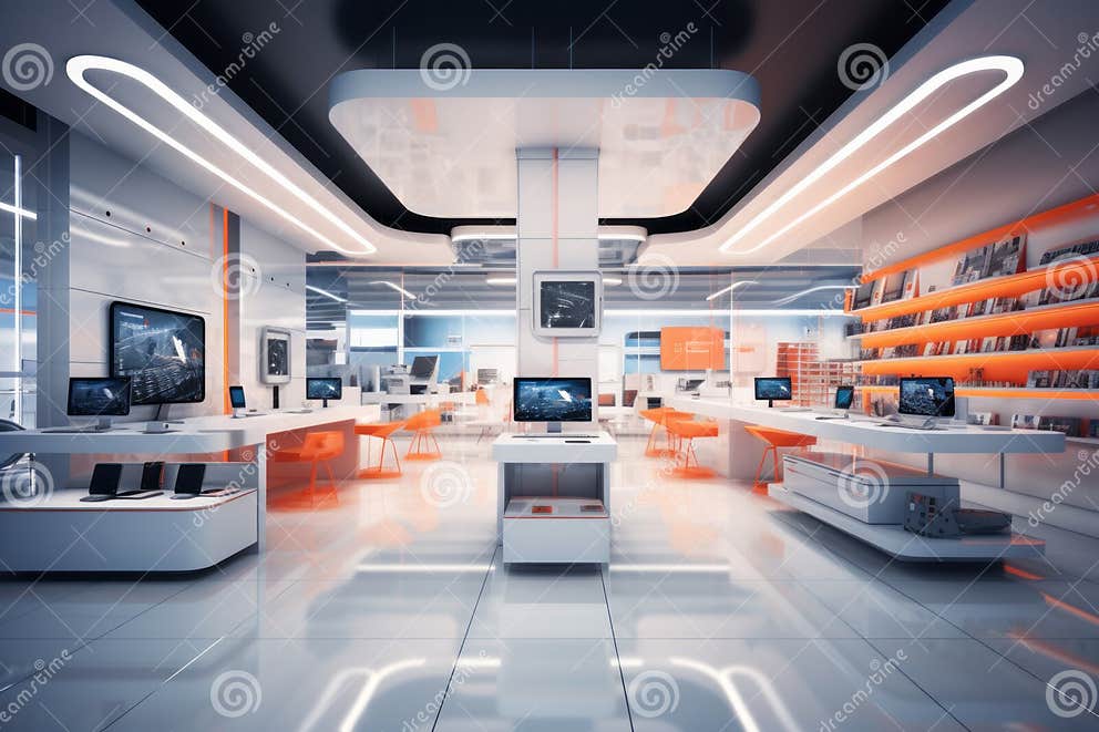 Modern Consumer Electronics Store Interior Stock Image - Image of ...