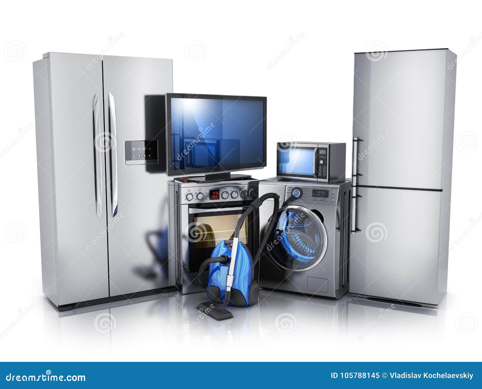 Modern Consumer Electronics on White Background Stock Illustration ...