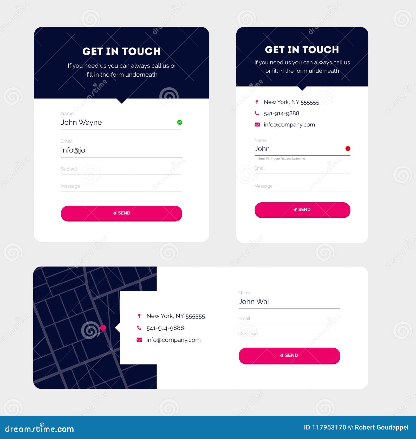 Modern Contact Forms Material Design Stock Vector - Illustration of ...