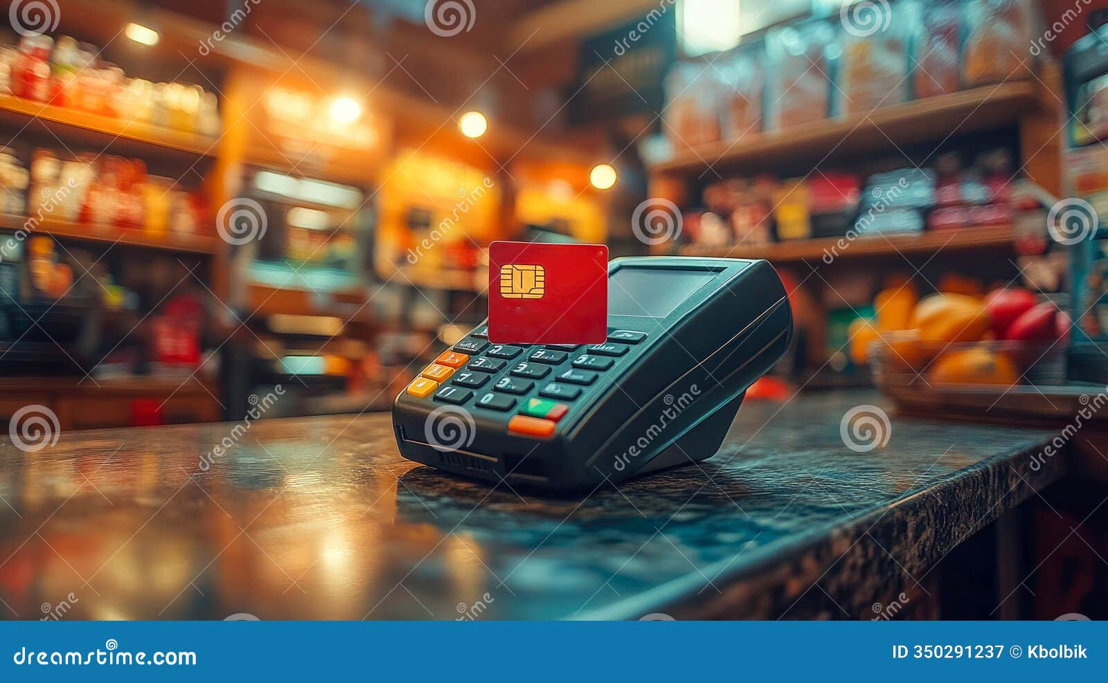 Modern Contactless Payment Terminal on a Reflective Surface, with ...