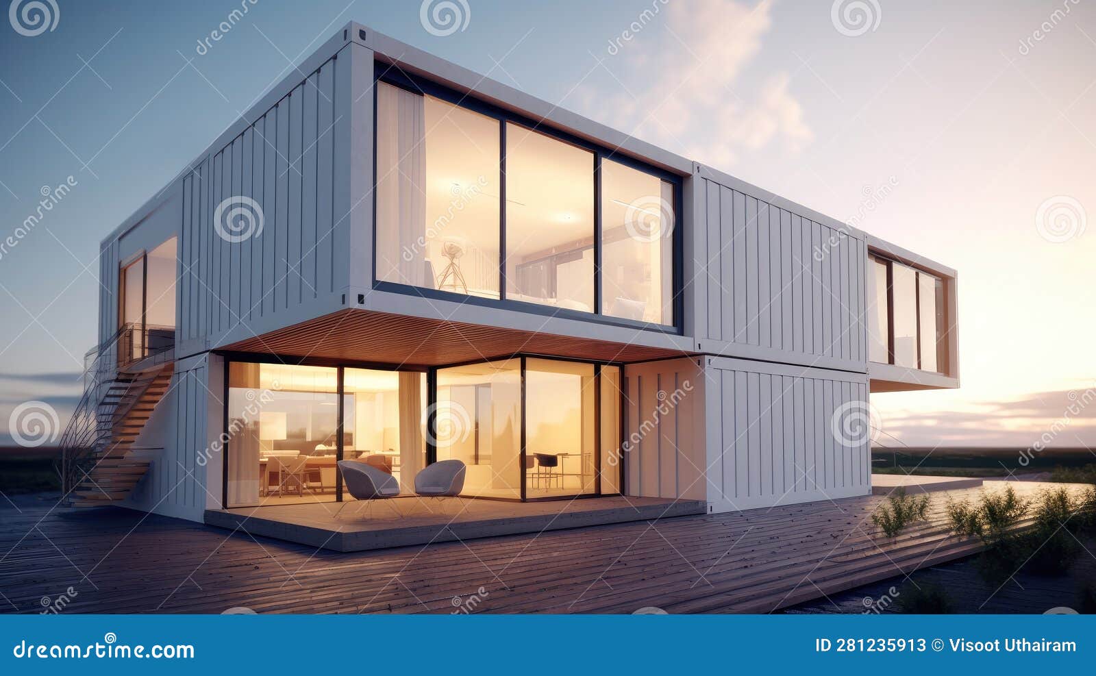 Modern Container House, Conceptual Modern House Made from Recycled ...