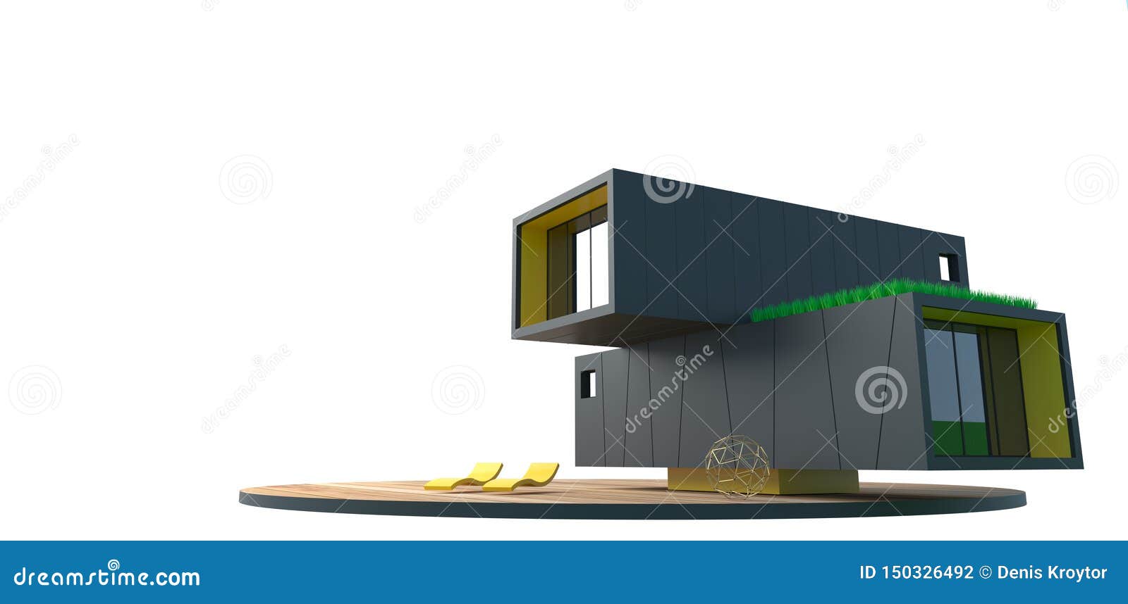 Modern Container Villa on a White Background Stock Illustration ...