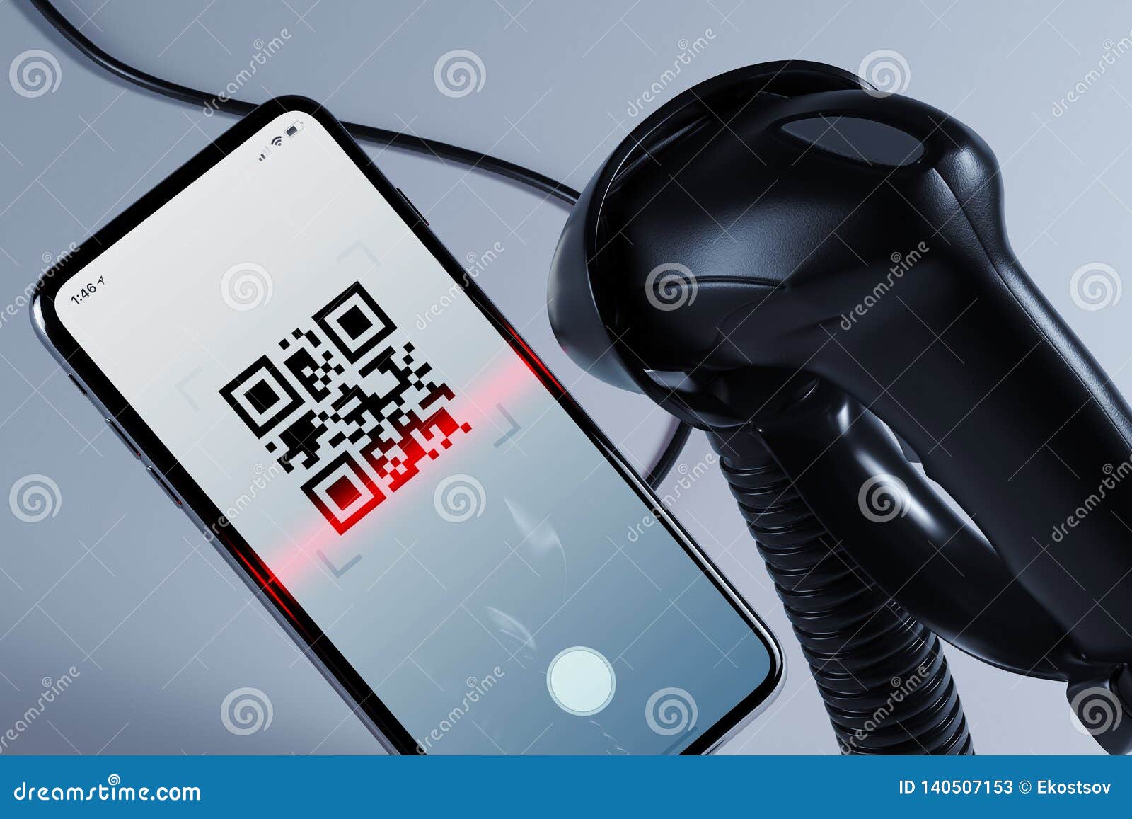 Modern Contemporary Barcode QR Scanner. 3d Rendering. Stock ...