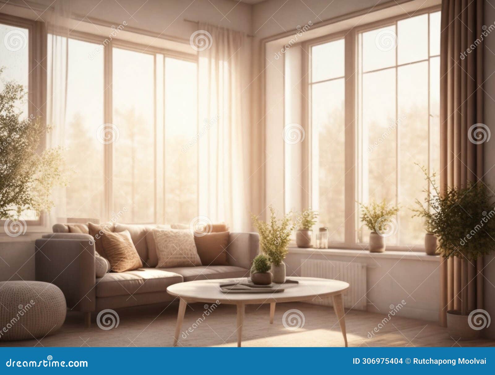 Modern Contemporary Living Room, Light and Shadow, Big Window, Interior ...