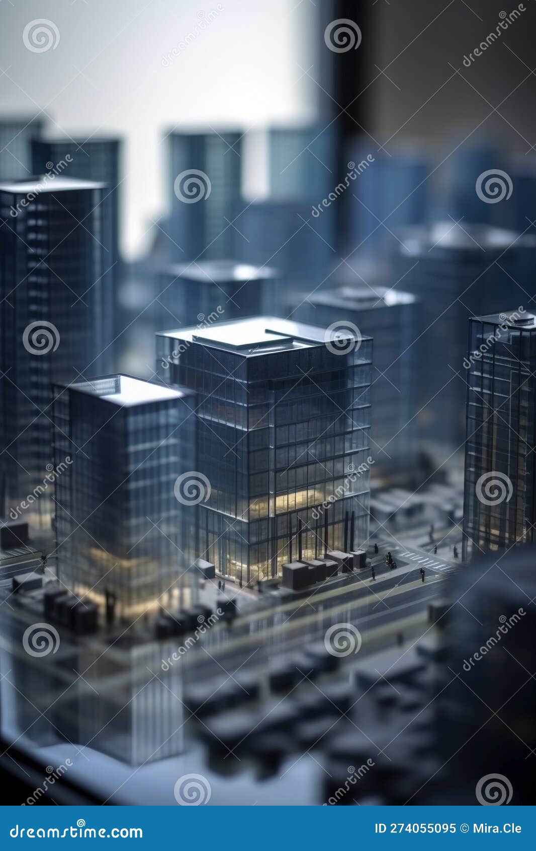 Modern Contemporary Style Model Buildings with Tilt Shift Effect, Created with Generative AI ...