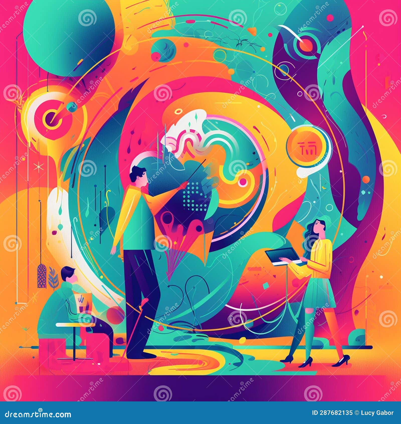 Content Marketing Drawing Vibrantly Illustration Stock Illustration ...