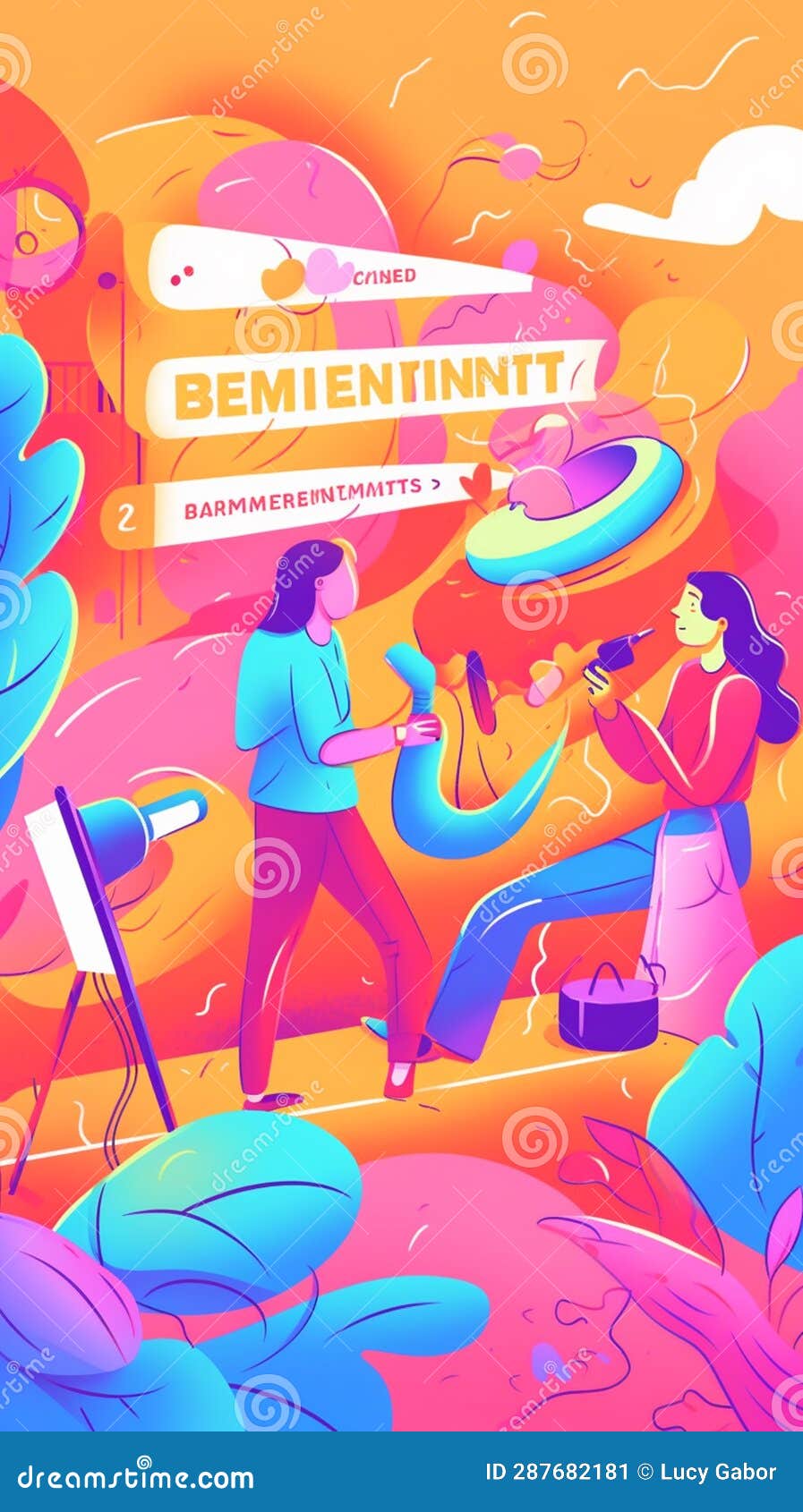 Content Marketing Drawing Vibrantly Illustration Stock Illustration ...