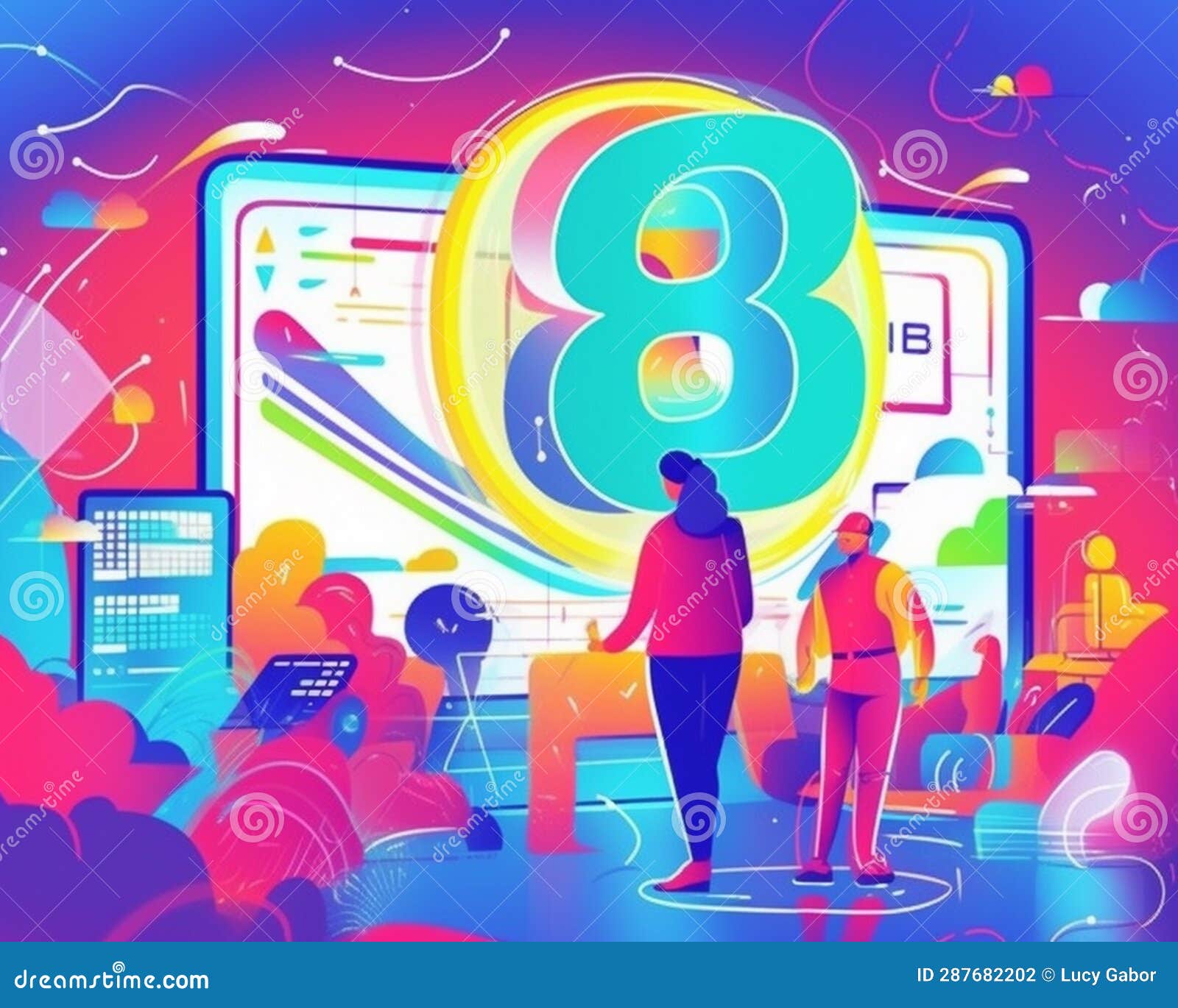 Content Marketing Drawing Vibrantly Illustration Stock Illustration ...