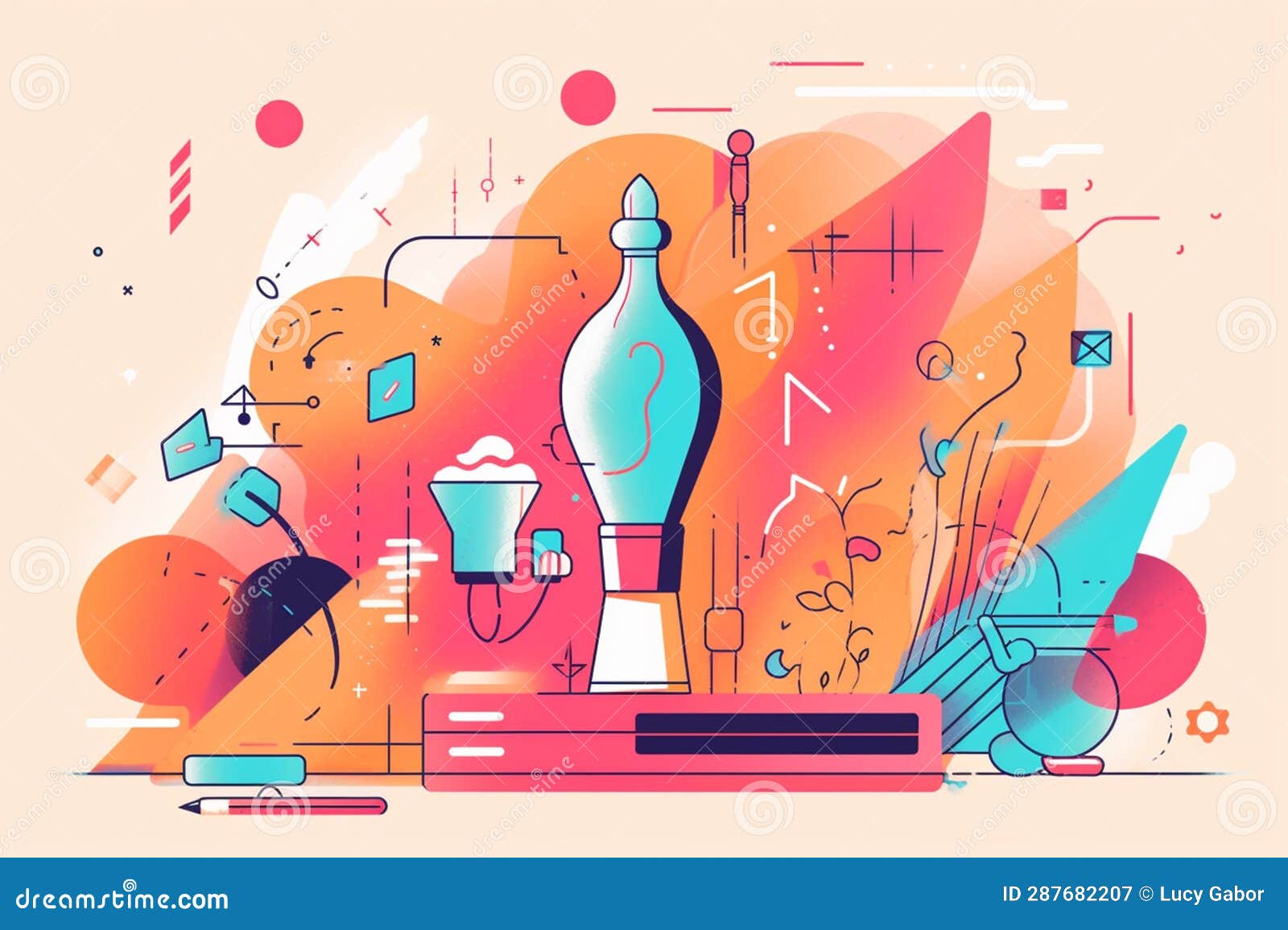 Content Marketing Drawing Vibrantly Illustration Stock Illustration ...