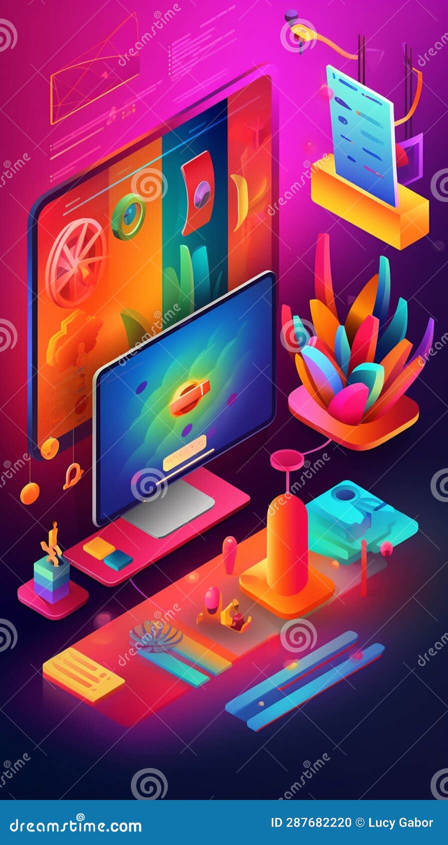 Content Marketing Drawing Vibrantly Illustration Stock Illustration ...