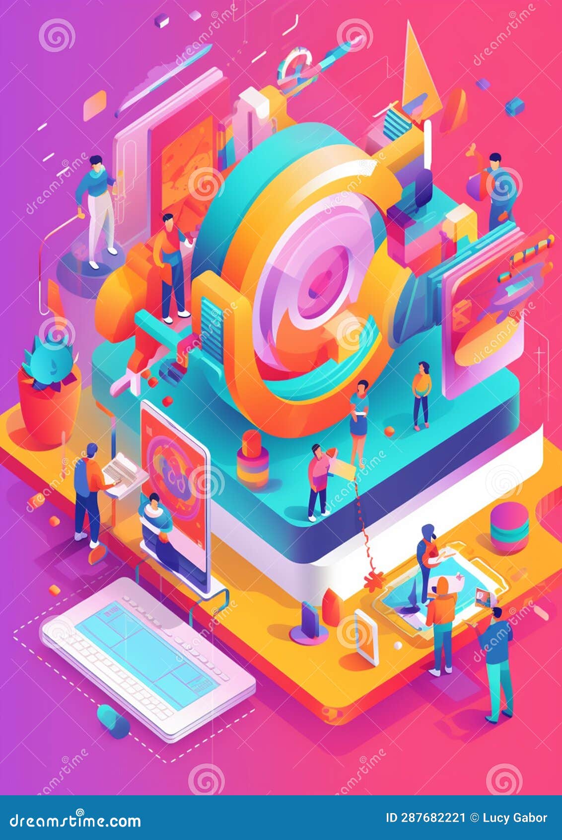 Content Marketing Drawing Vibrantly Illustration Stock Illustration ...