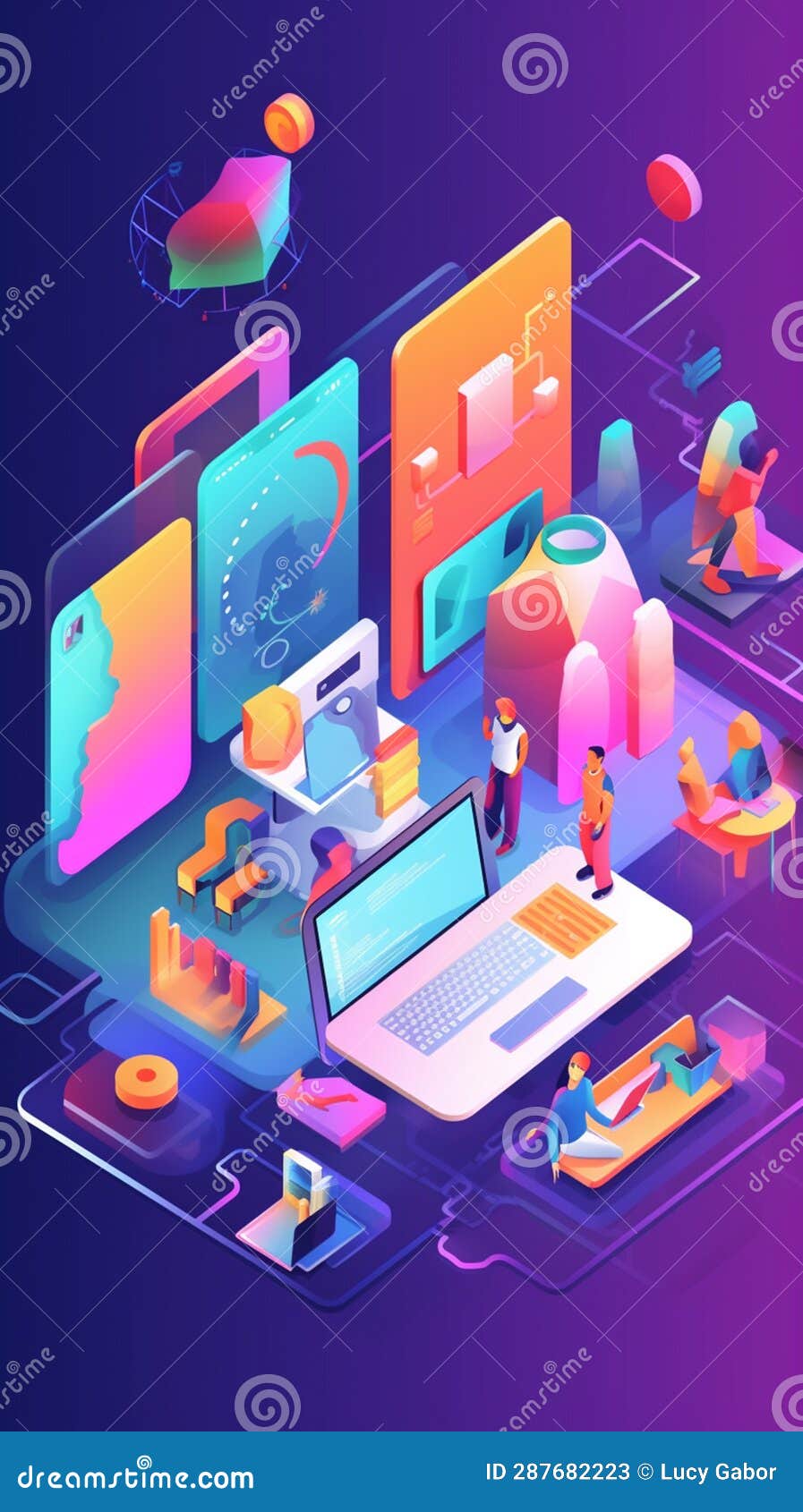 Content Marketing Drawing Vibrantly Illustration Stock Illustration ...