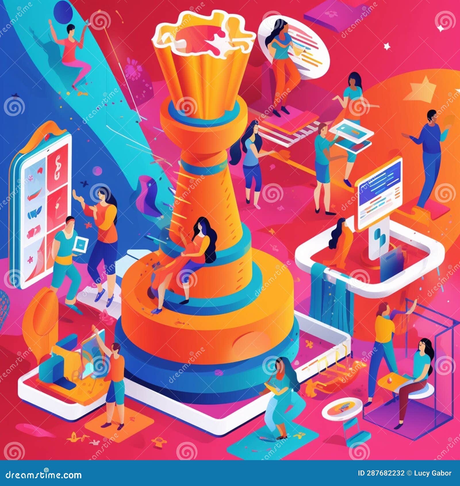 Content Marketing Drawing Vibrantly Illustration Stock Illustration ...