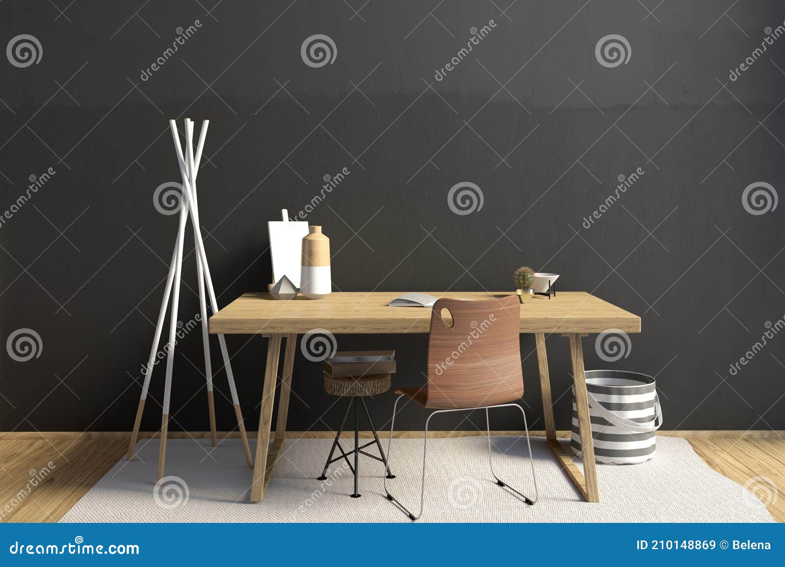 Modern Contrast Interior in the Style Loft, a Place for Study. 3D ...