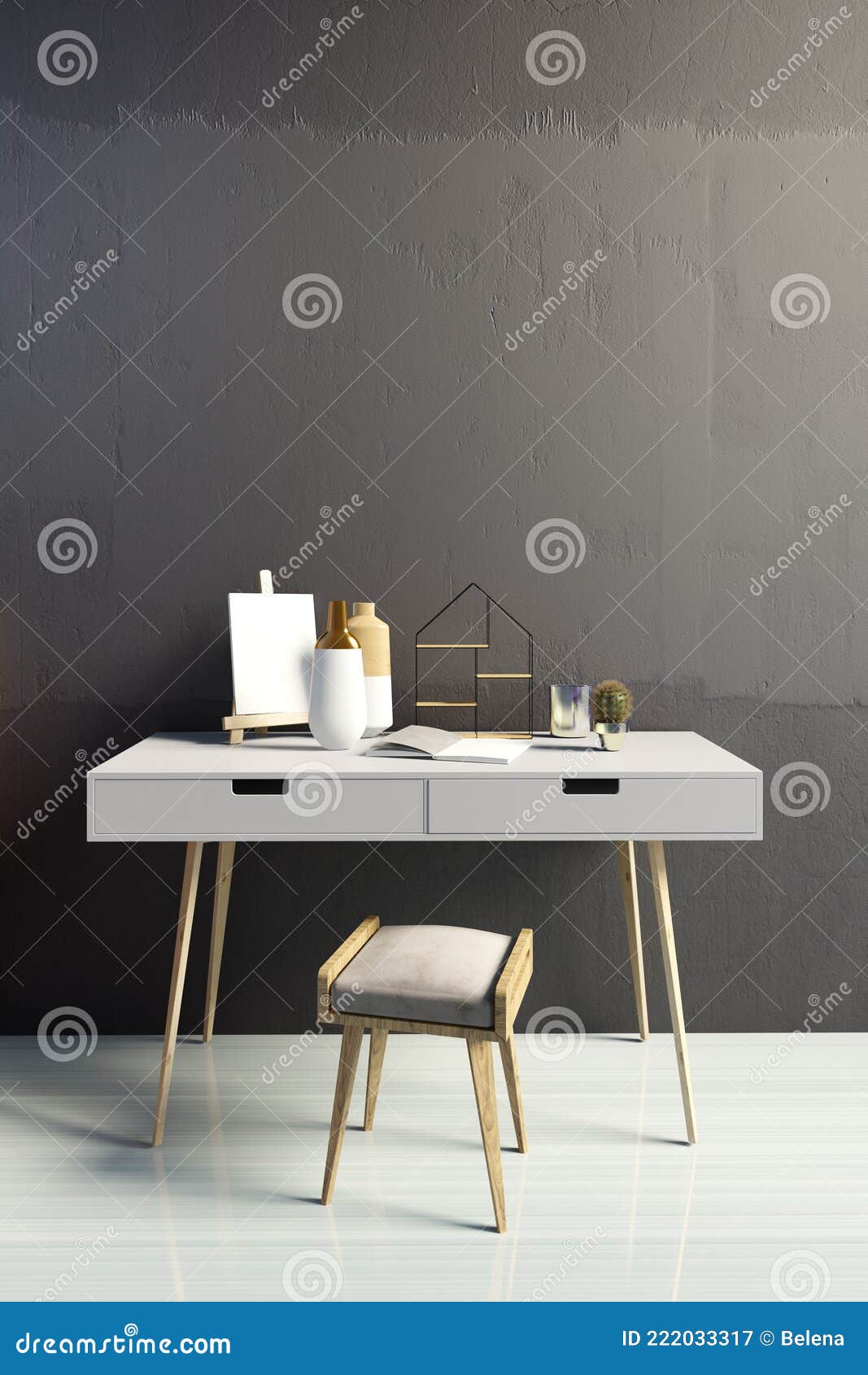 Modern Contrast Interior in the Style Loft, a Place for Study. 3D ...