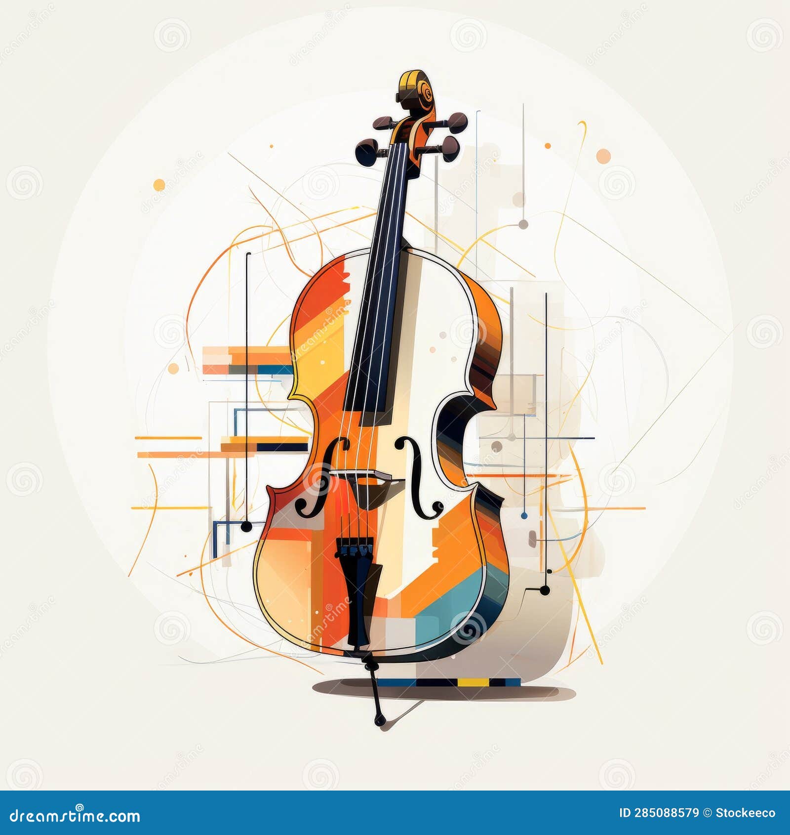 Modern Contrast Line Illustration of Cello on White Background Stock ...