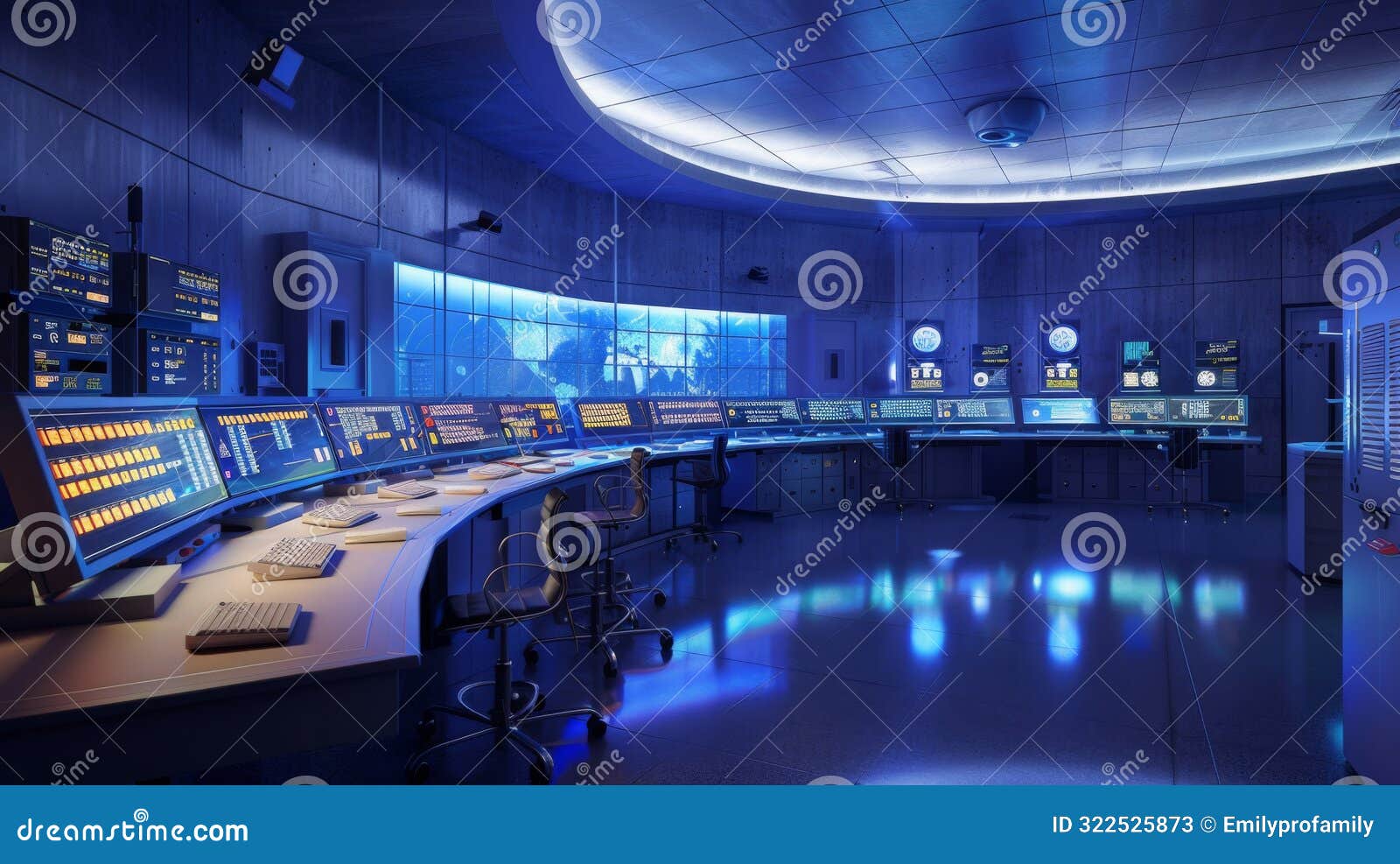 Modern Control Room with Multiple Monitors Stock Image - Image of ...