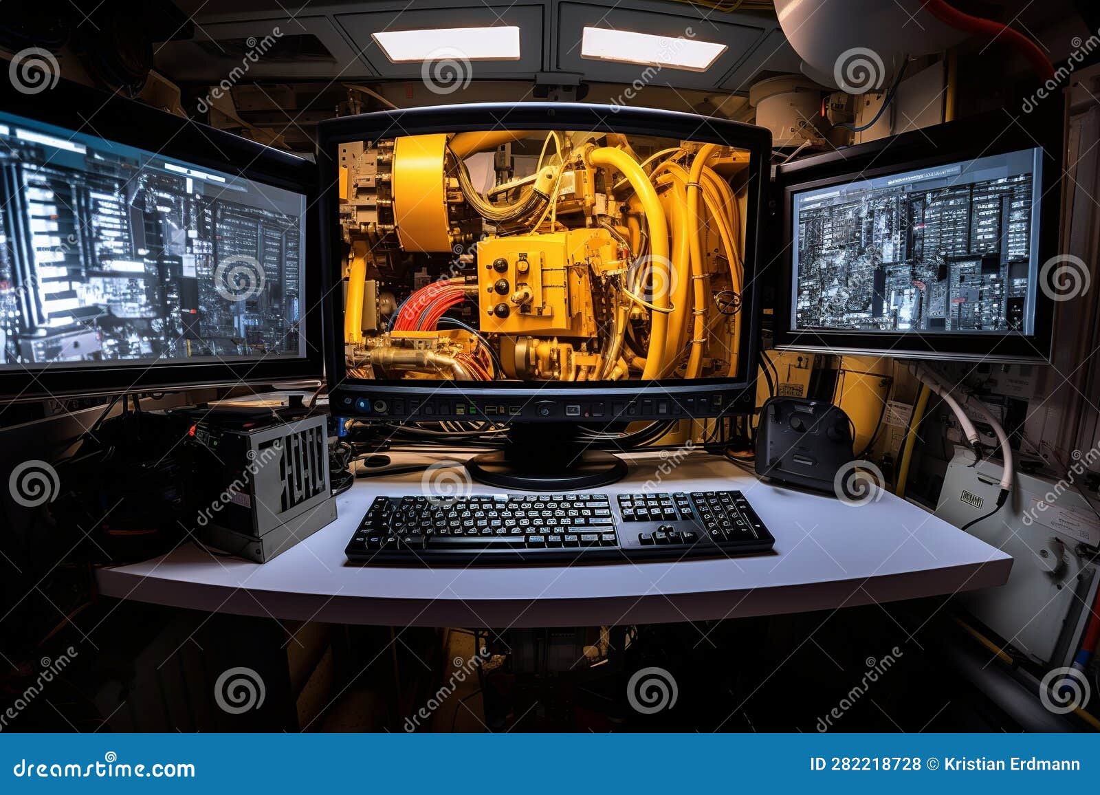 Modern Control Room With Multiple Screens Displaying Real Time Logistics Data Stock Illustration