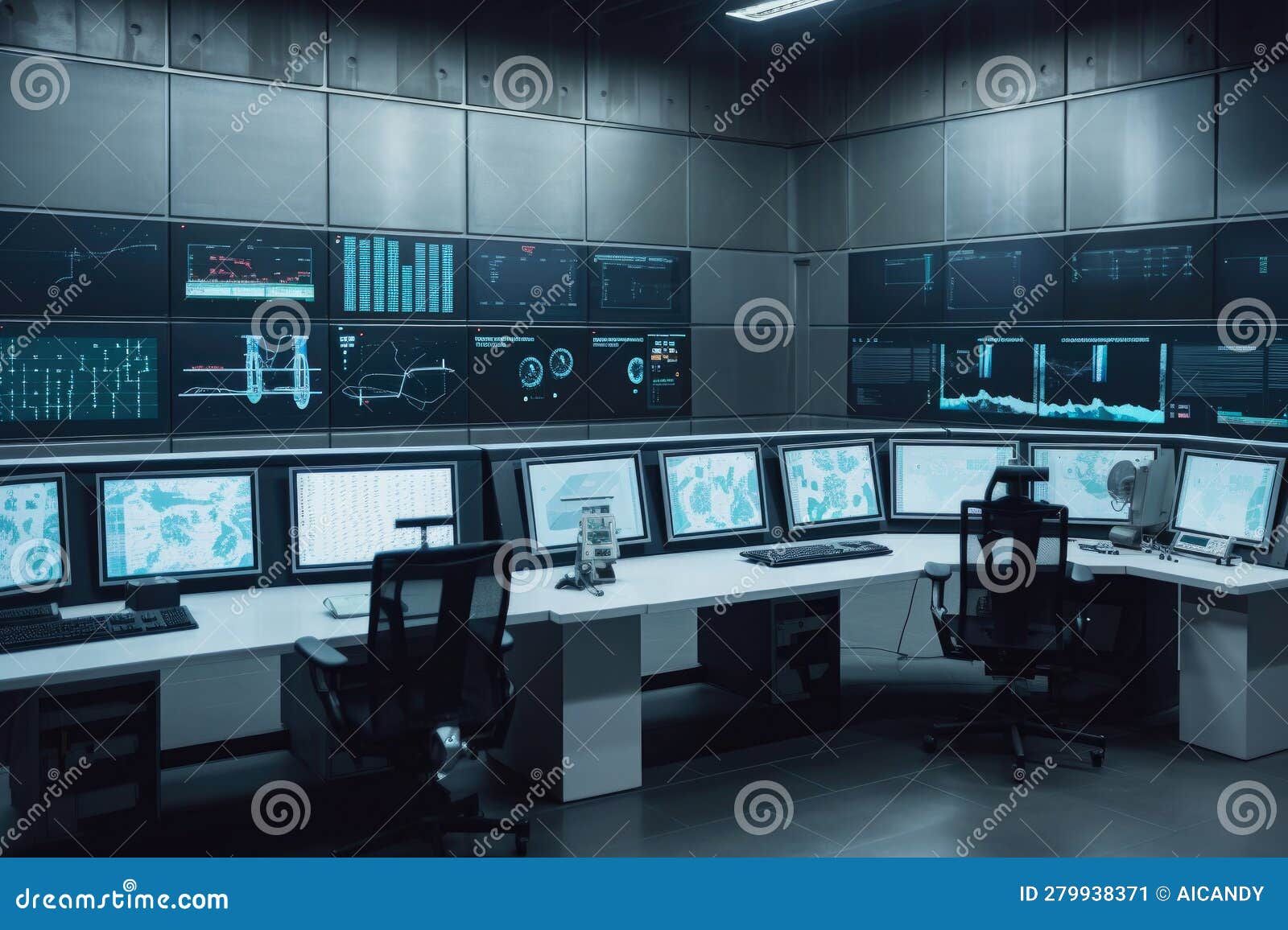 Modern Control Room of an Oil and Gas Production Facility, Featuring ...