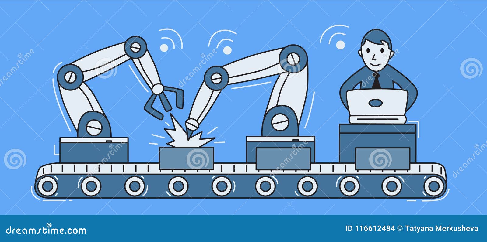 Conveyor Automatization Linear Icon Concept. Conveyor Automatization ...