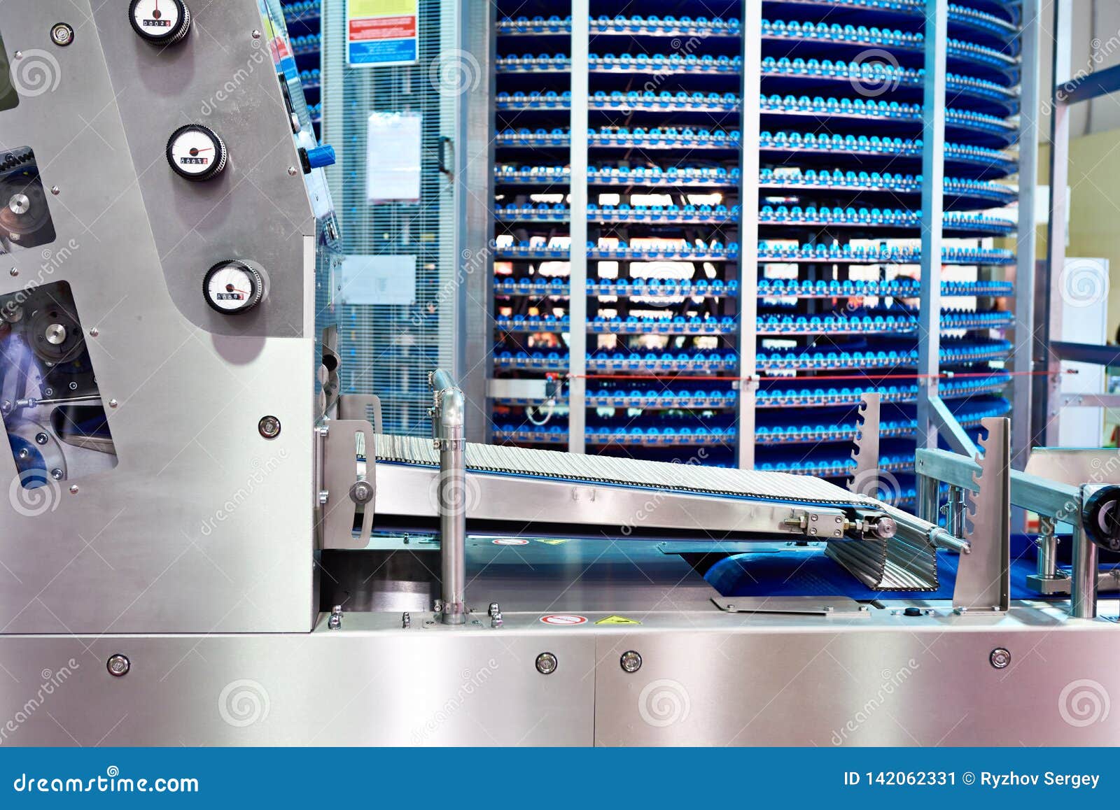 Modern Conveyor for Food Factory Stock Image - Image of assembly, belt ...