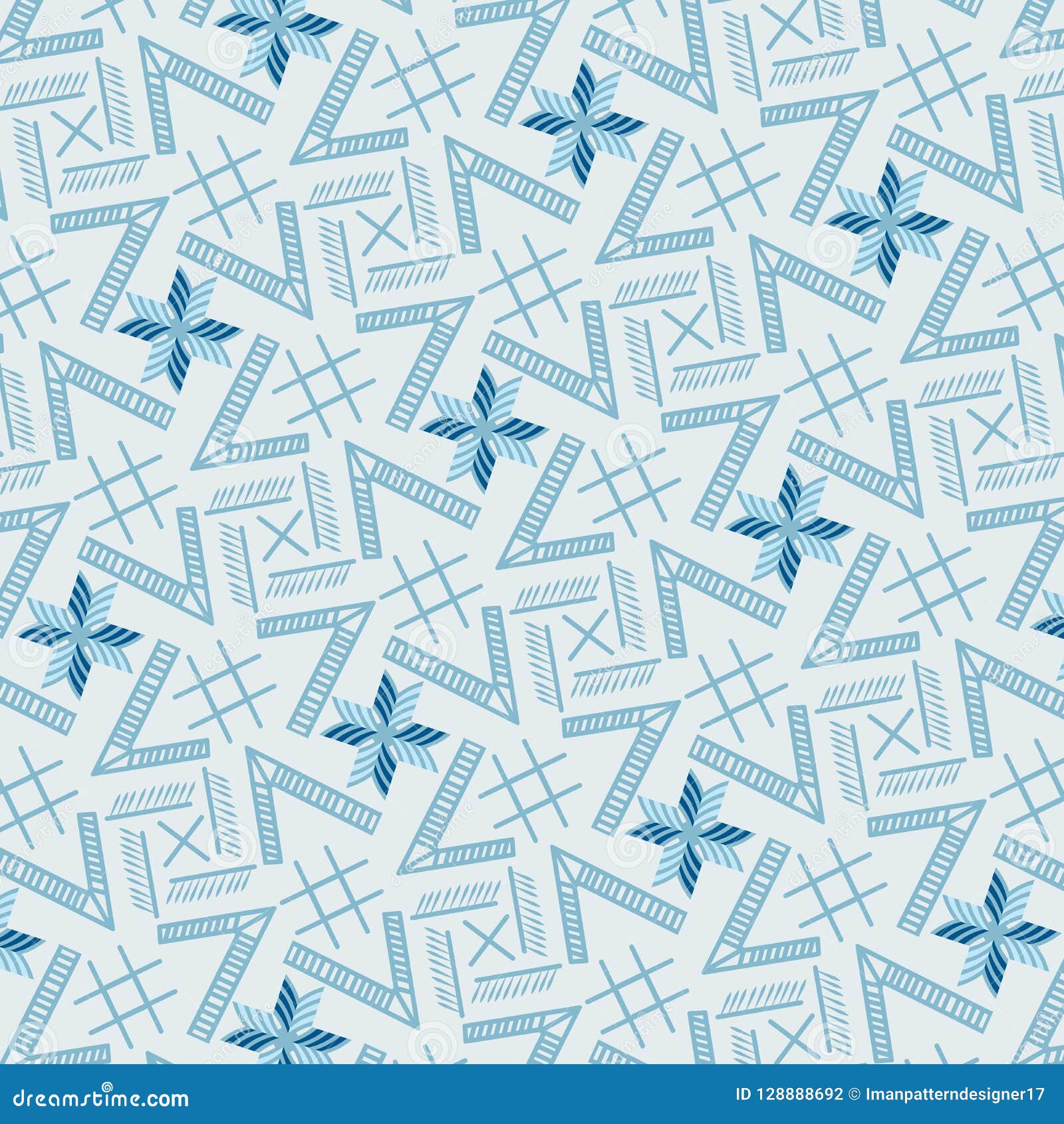 Modern Cool Blue Monochromic Geometric Repeating Pattern Stock Vector ...