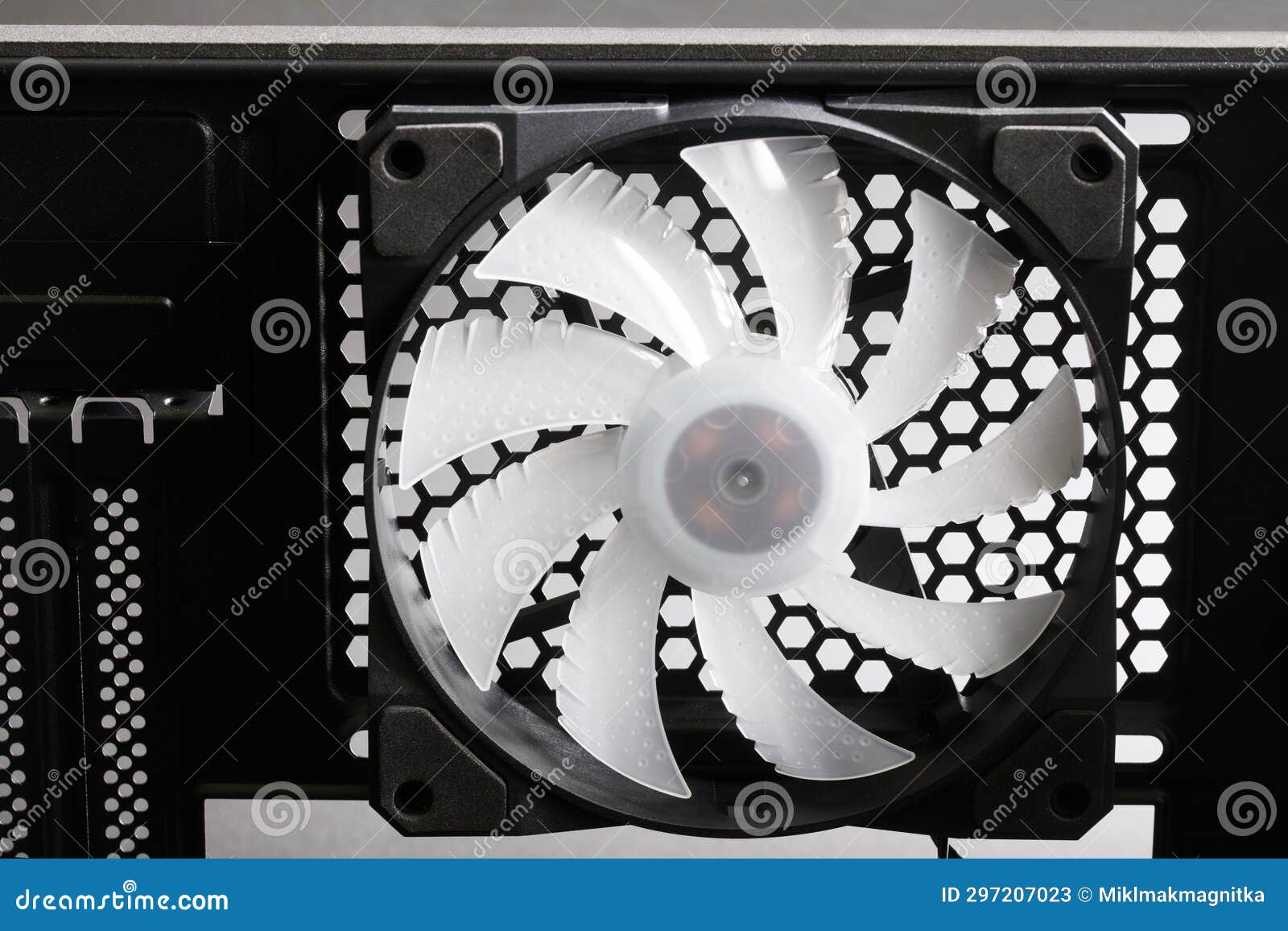 A Modern Cooler for Cooling the Computer System Unit. View from Inside ...