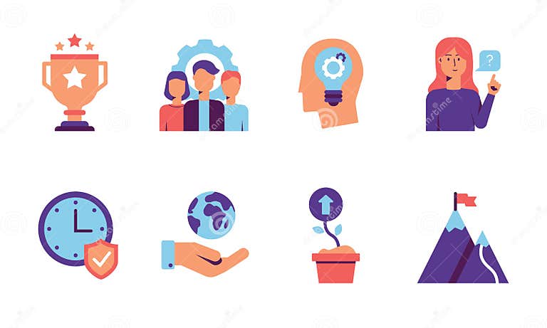 Modern Core Values Icon Set for Web Stock Vector - Illustration of ...