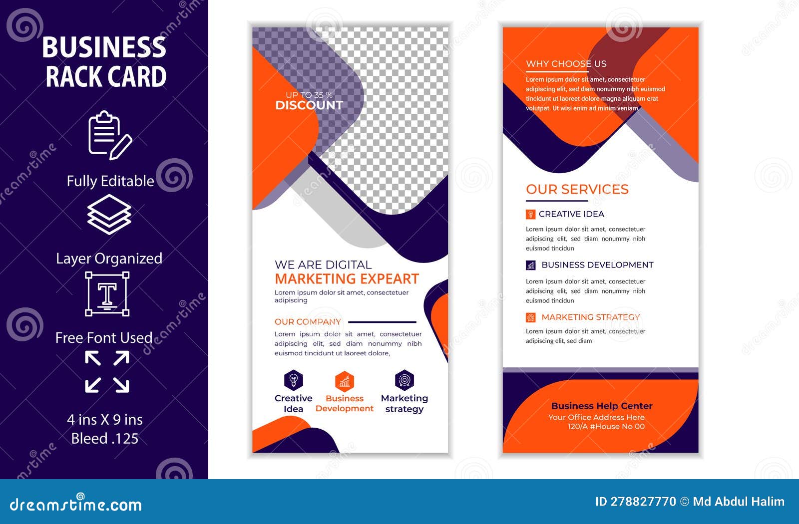 Modern Corporate Business DL Flyer Rack Card Template Design Stock ...