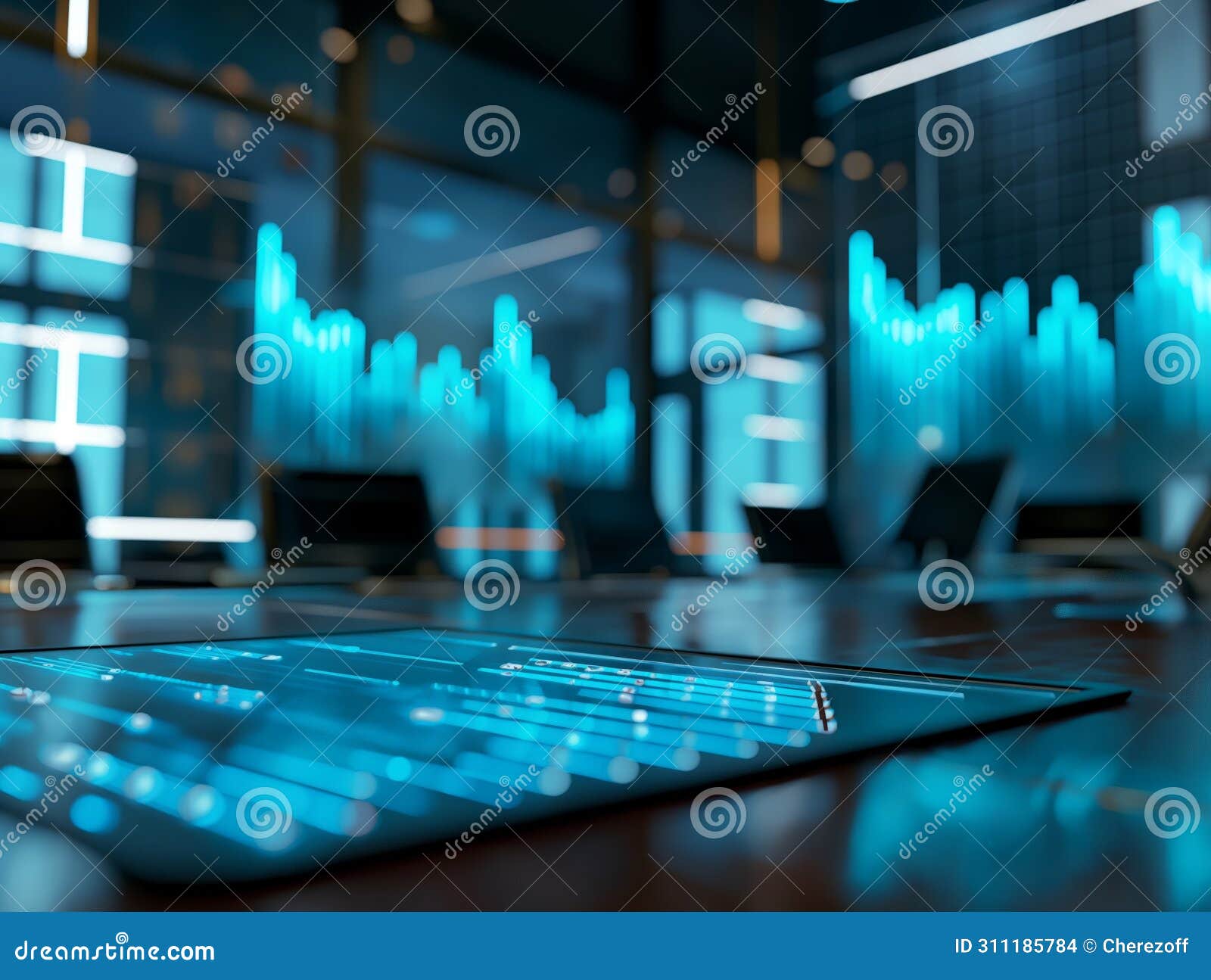 Modern Corporate Meeting Room with Digital Interface Stock Photo ...