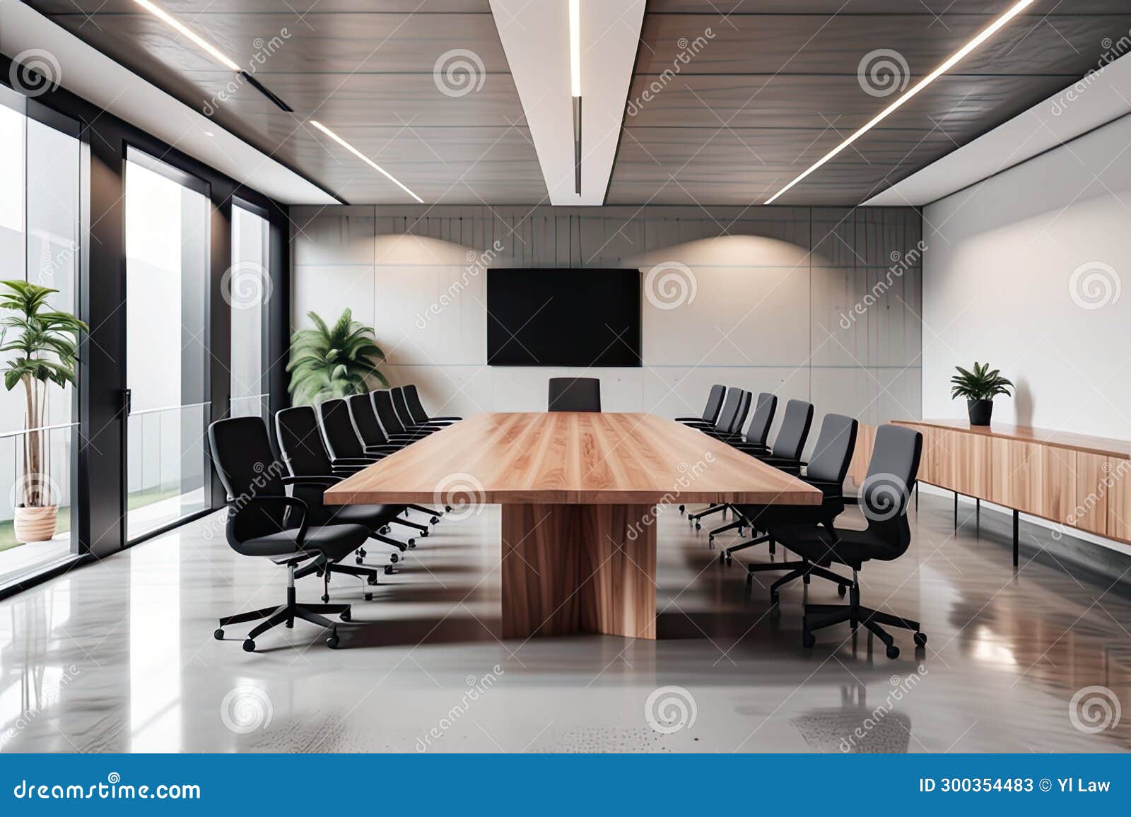 Modern Corporate Office Interior with Empty Conference Room Editorial ...