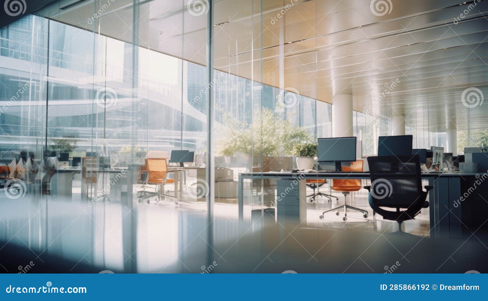 Modern Corporate Office Open Space Stock Illustration - Illustration of ...