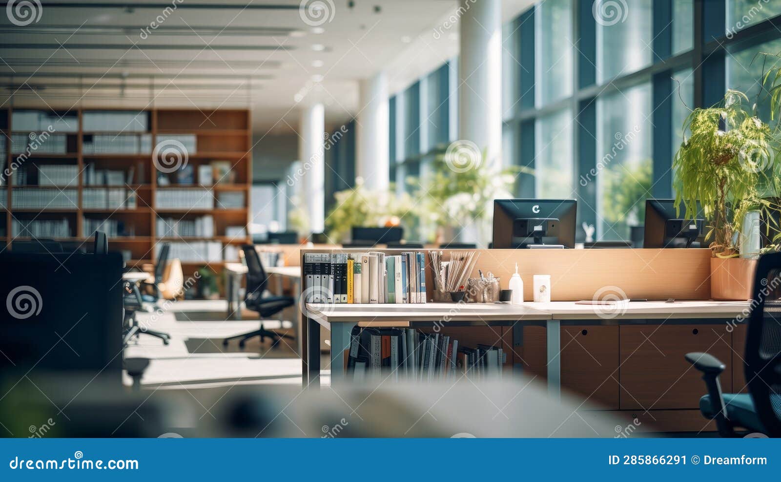 Modern Corporate Office Open Space Stock Illustration - Illustration of ...