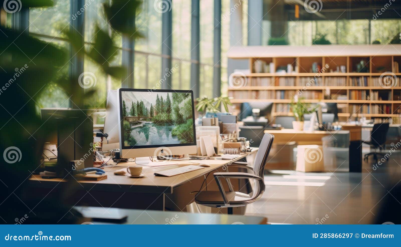 Modern Corporate Office Open Space with Multicultural Stock ...