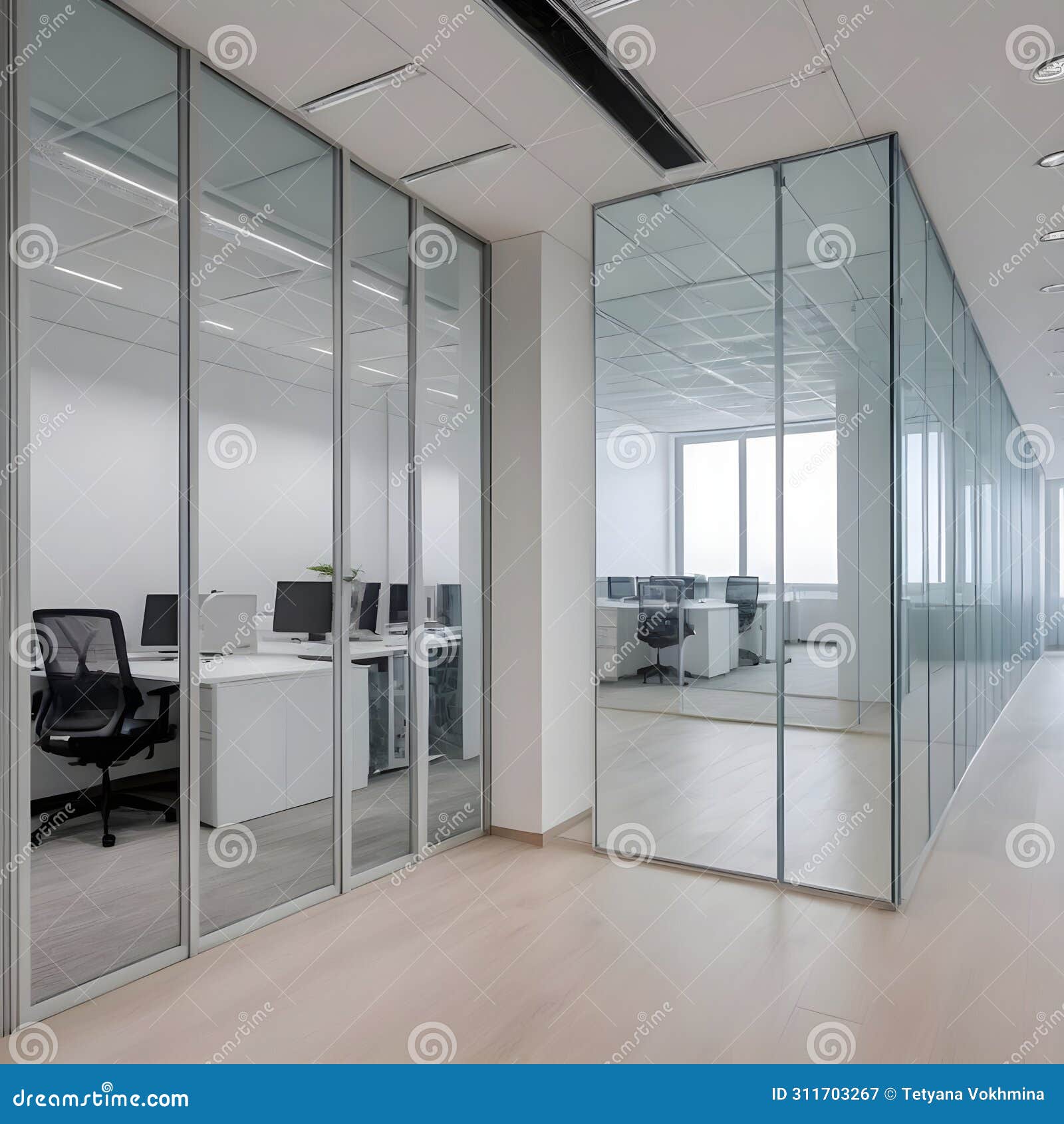 Modern Corporate Office Space with Desks and Computers during Daylight ...