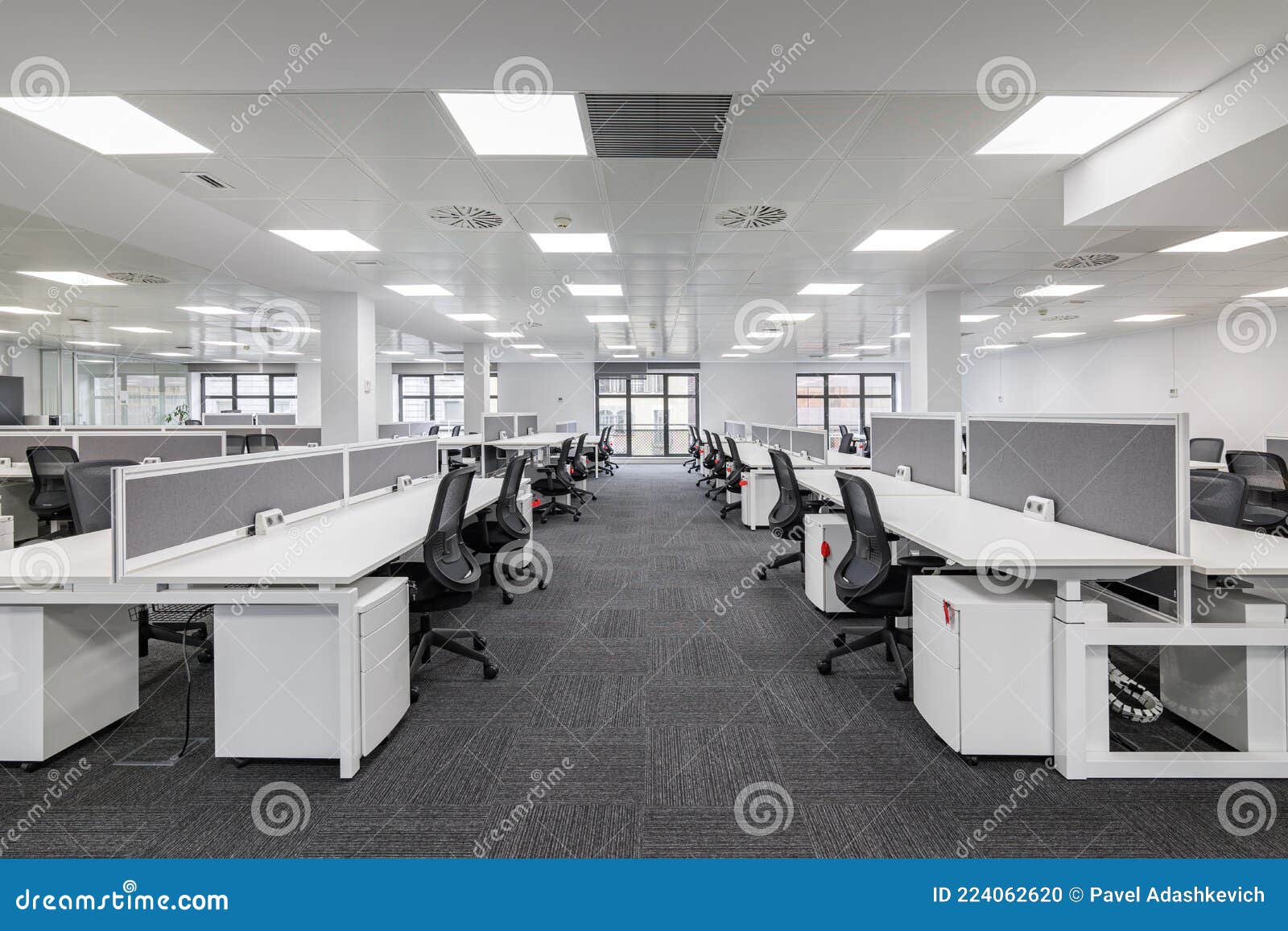 Modern Corporate Open Office in Minimalist Modern Design in Whites and ...