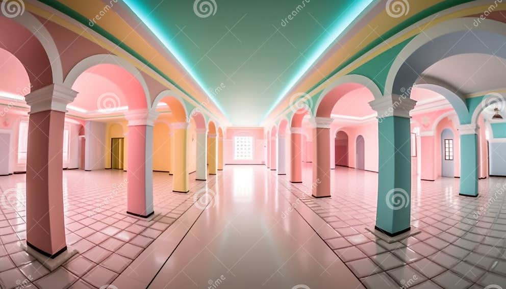 The Modern Corridor Architectural Columns Create a Futuristic Vanishing ...