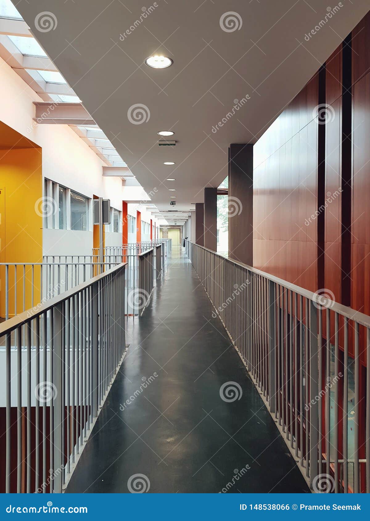 Modern Corridor in a Building of Belleville Architectural School, Paris ...