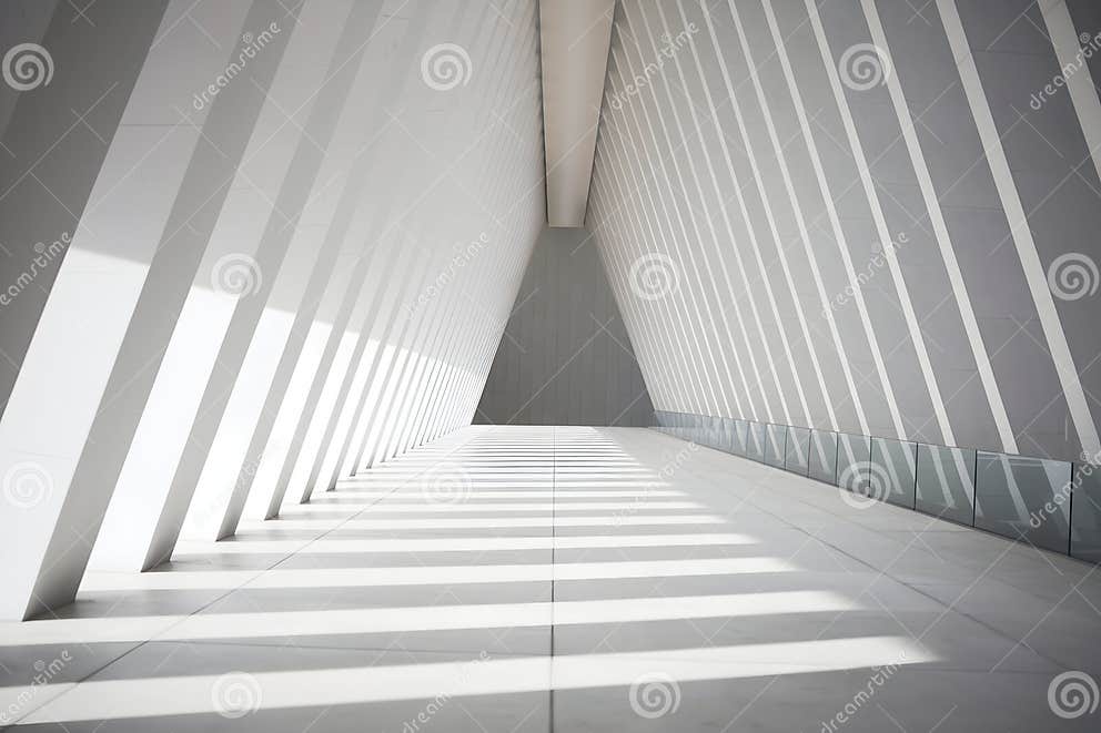 Modern Corridor with Tall White Columns Depth and Elegance in Design ...