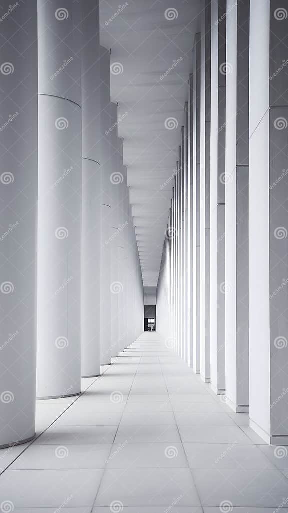 Modern Corridor with Tall White Columns Depth and Elegance in Design ...